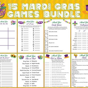 Mardi Gras Games Bundle, Carnival Games Bundle, Mardi Gras Party Games ...