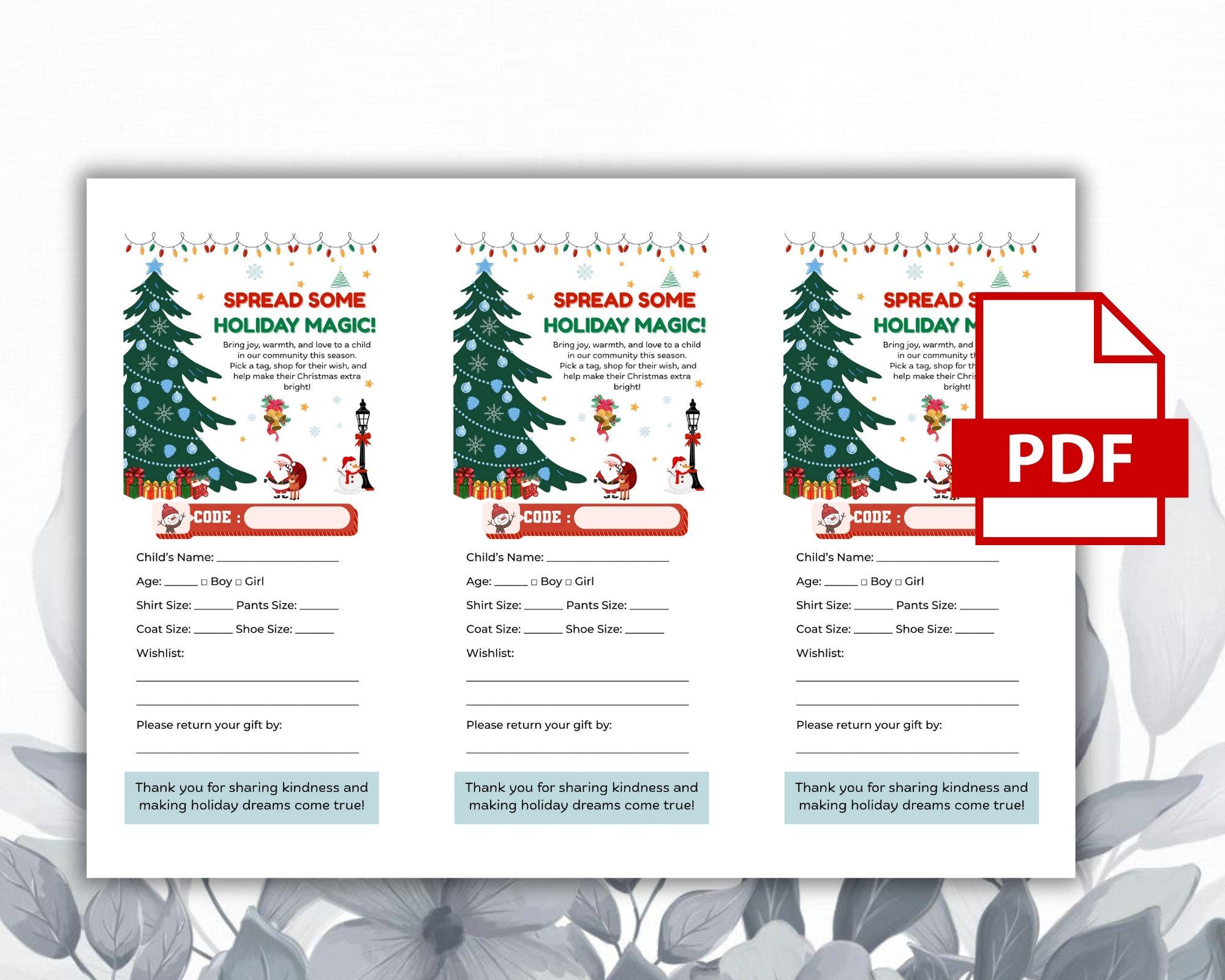 Editable Giving Tree Gift Tags, Donation Slip With Angels Printable ...