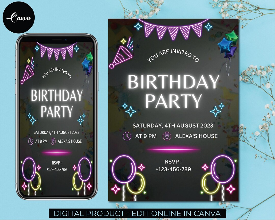 Editable Friends Invitation Template, Digital Kids Party Invite ...