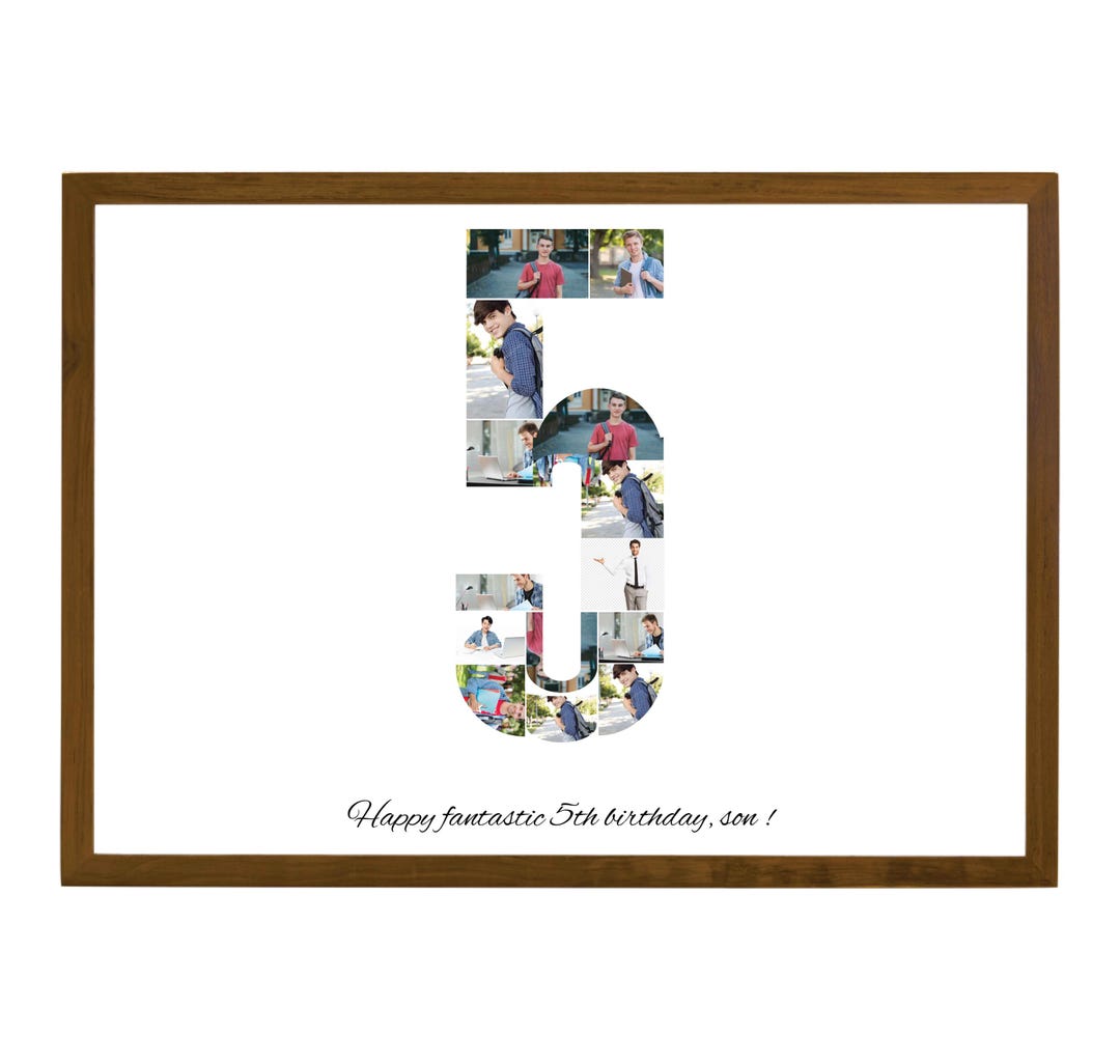 Number 5 Birthday Photo Collage Template, Party Decor Ideas ...