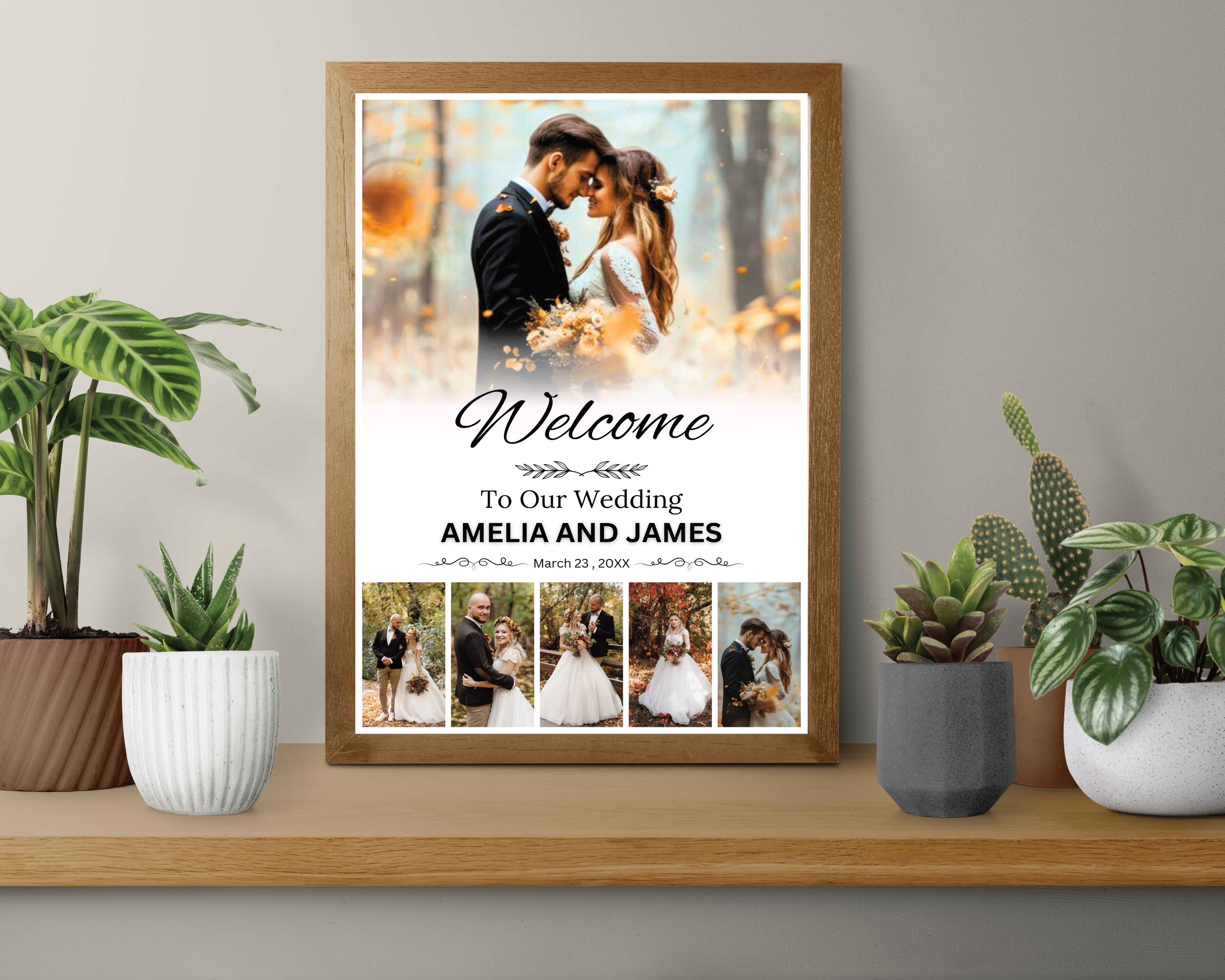 Elegant Photo Wedding Welcome Sign Template, Modern Welcome Sign ...