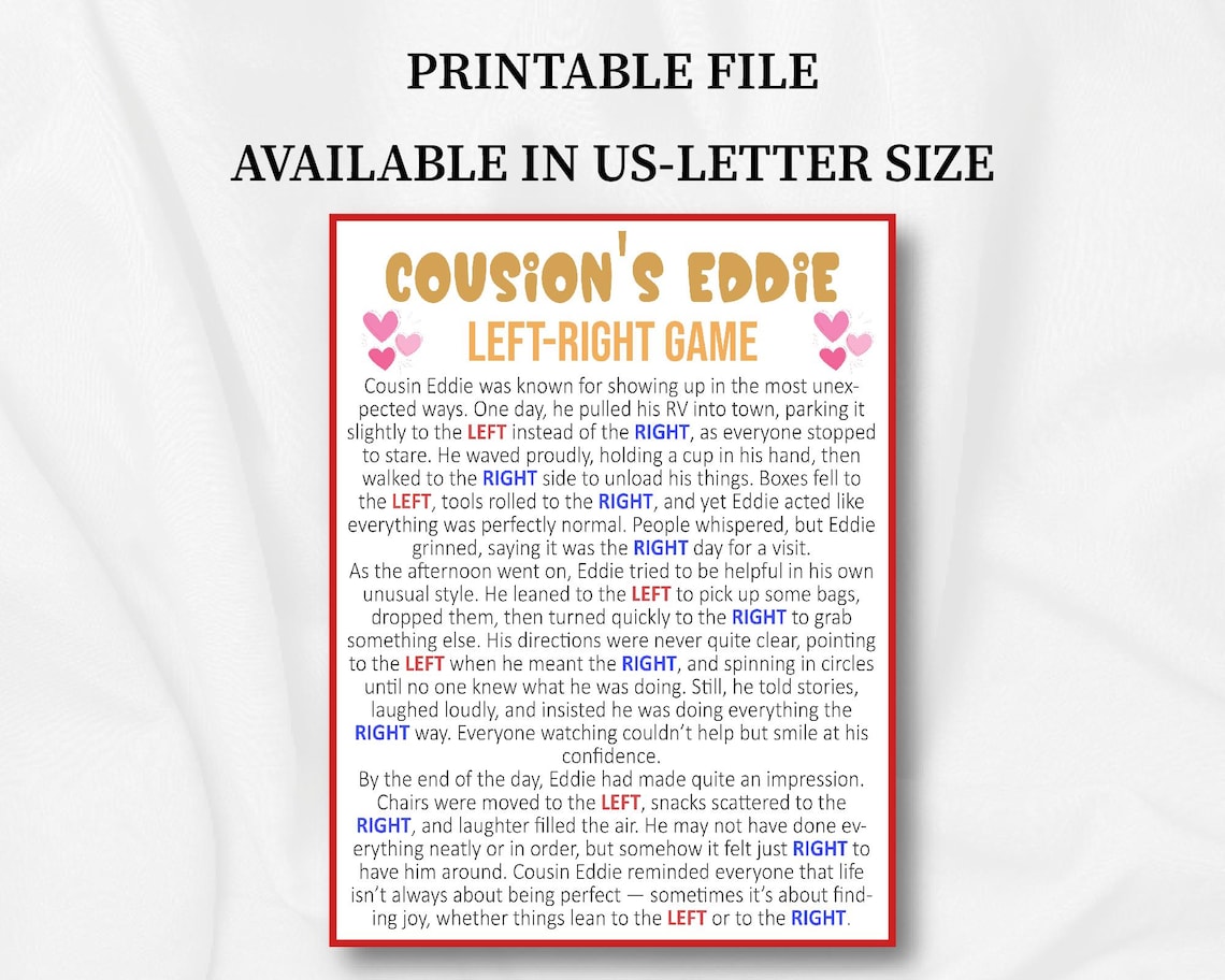 Cousin's EDDIE Left Right Game, National Lampoon Movie Game, Christmas ...