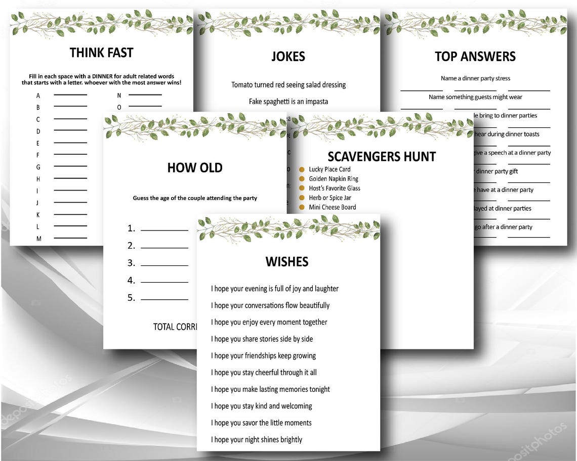 40 Dinner Party Games, Dinner Party Games, Dinner Table Games, Dinner ...