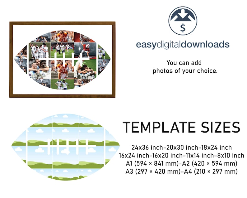 American Football Photo Collage Template, American Football Picture ...