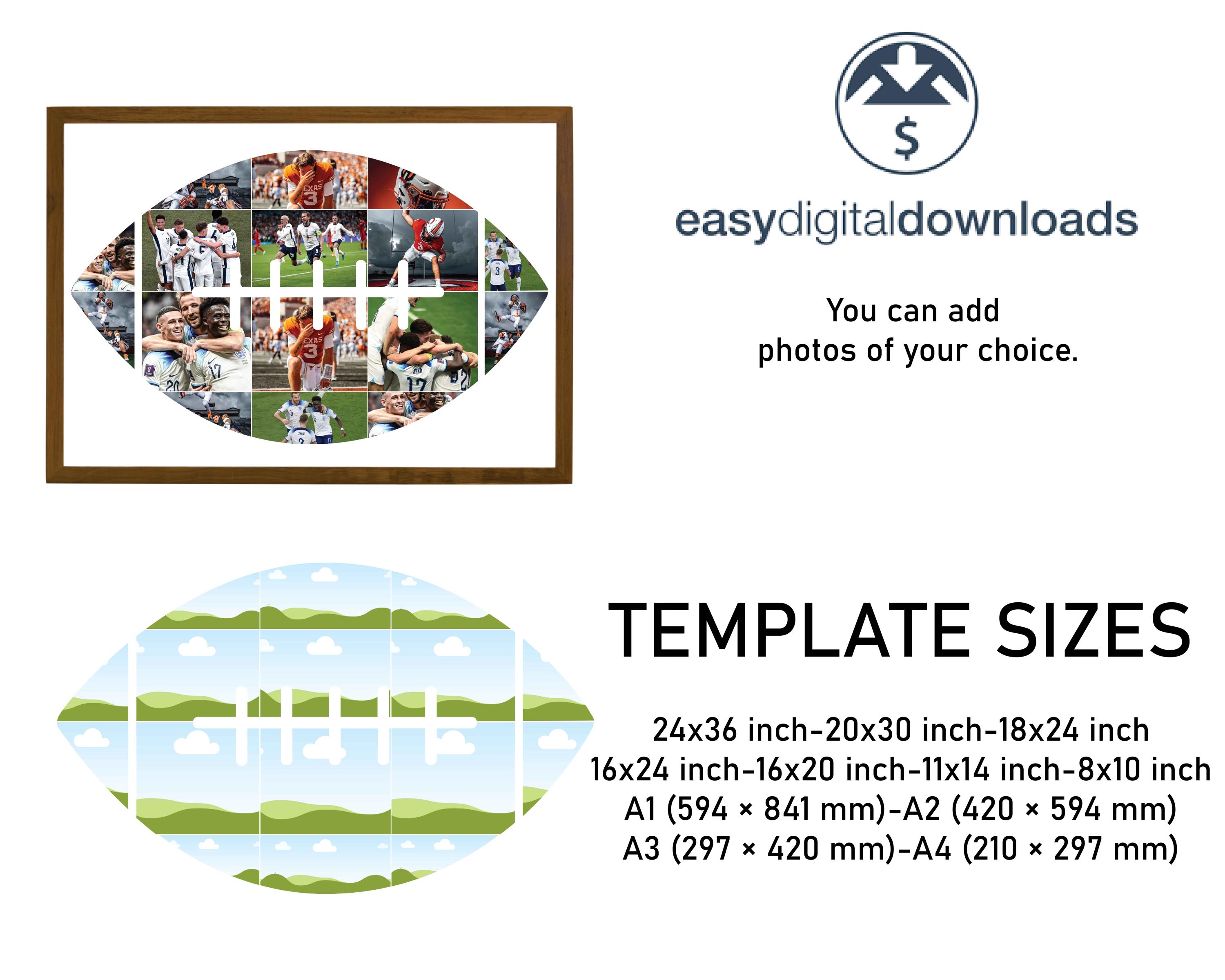 American Football Photo Collage Template, American Football Picture ...