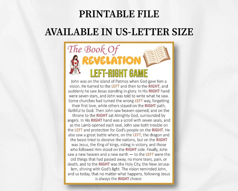 Book of Revelation Left Right Game, Bible Left-right Game, the Book of ...