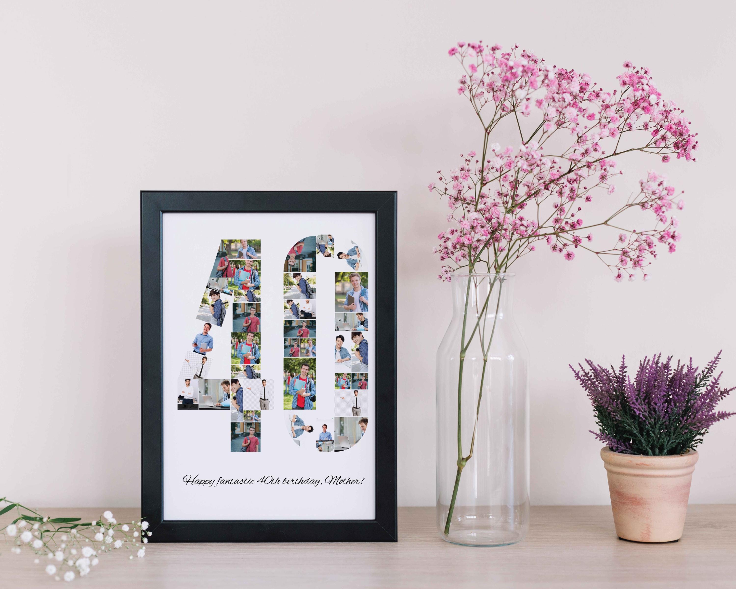40th Birthday Photo Collage Template, Number 40 Collage, Personalized ...