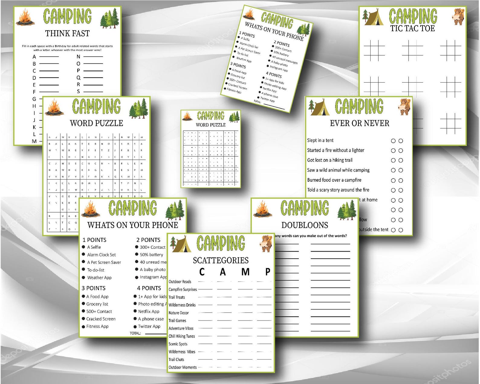 20 Camping Games, Camping Activities, Camping Party Game, Campfire Game ...