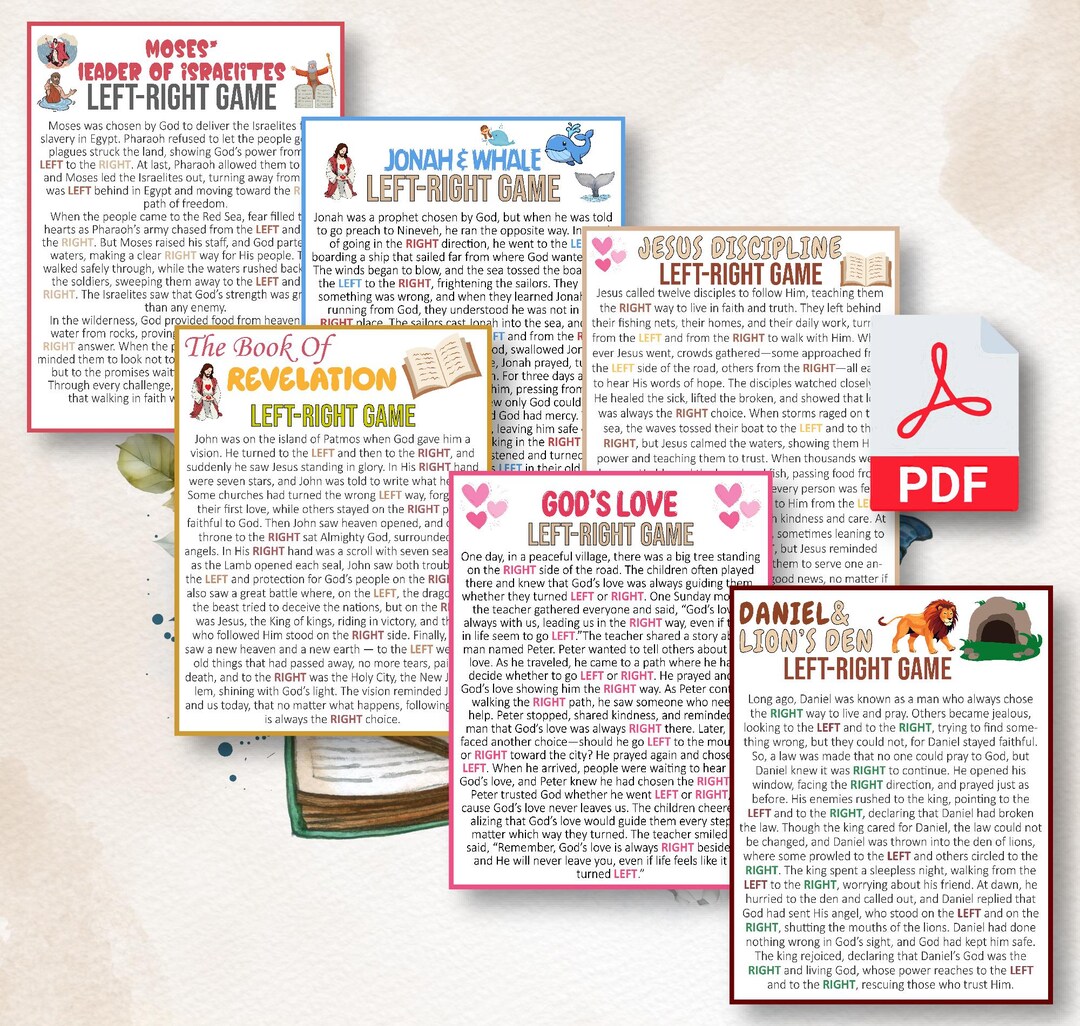 Bible Left Right Games - 6 Stories, Sunday School Church Games, Left ...