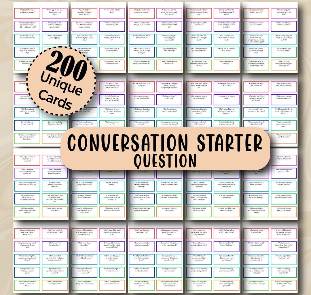 Conversation Cards, Conversation Starters, Road Trip Game, Dinner Party ...