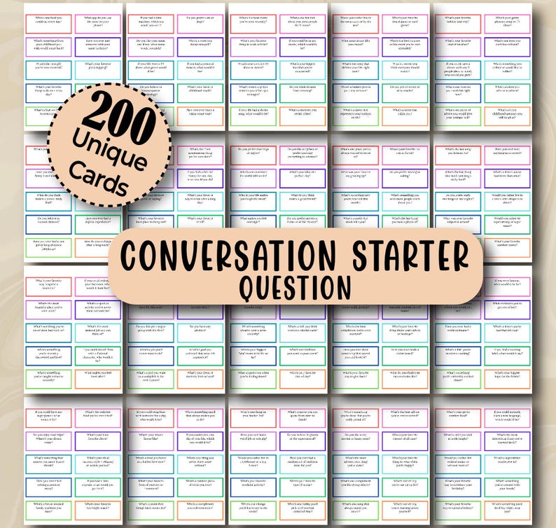 Conversation Cards, Conversation Starters, Road Trip Game, Dinner Party ...