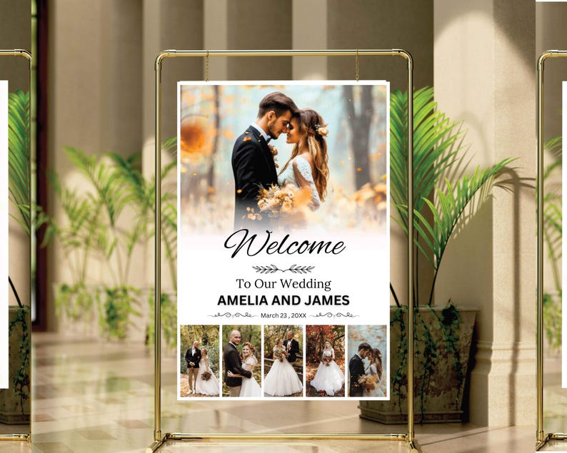 Elegant Photo Wedding Welcome Sign Template, Modern Welcome Sign ...