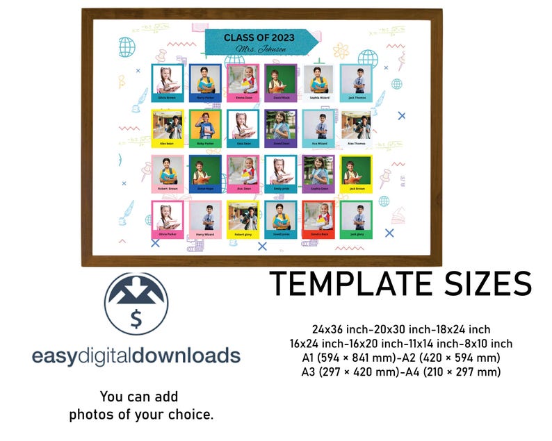 School Class Composite Template for CANVA, Kindergarten School Photo ...