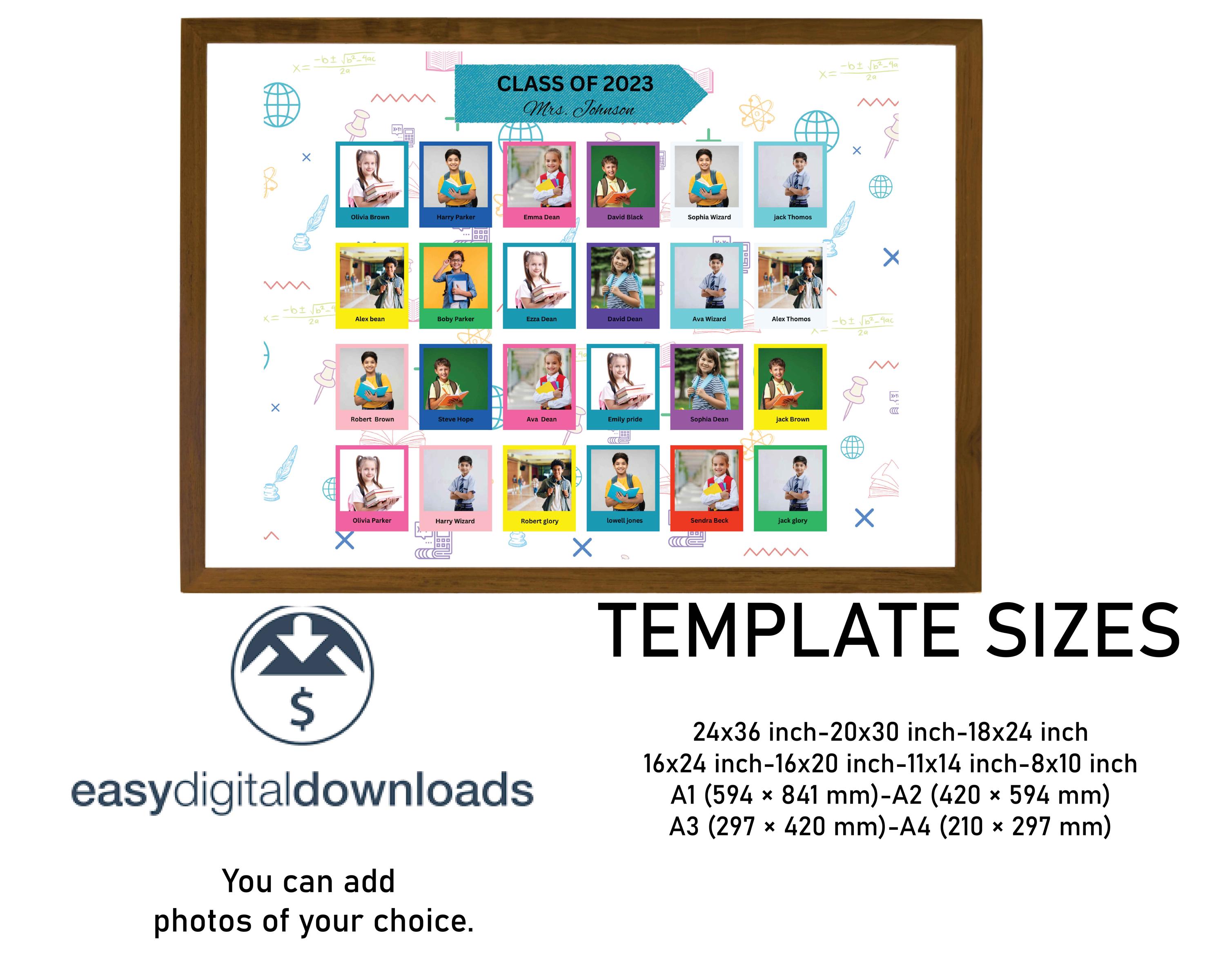 School Class Composite Template for CANVA, Kindergarten School Photo ...