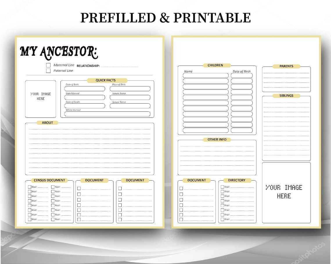Ancestor Biography Profile Template, Genealogy Research, Genealogy Form ...