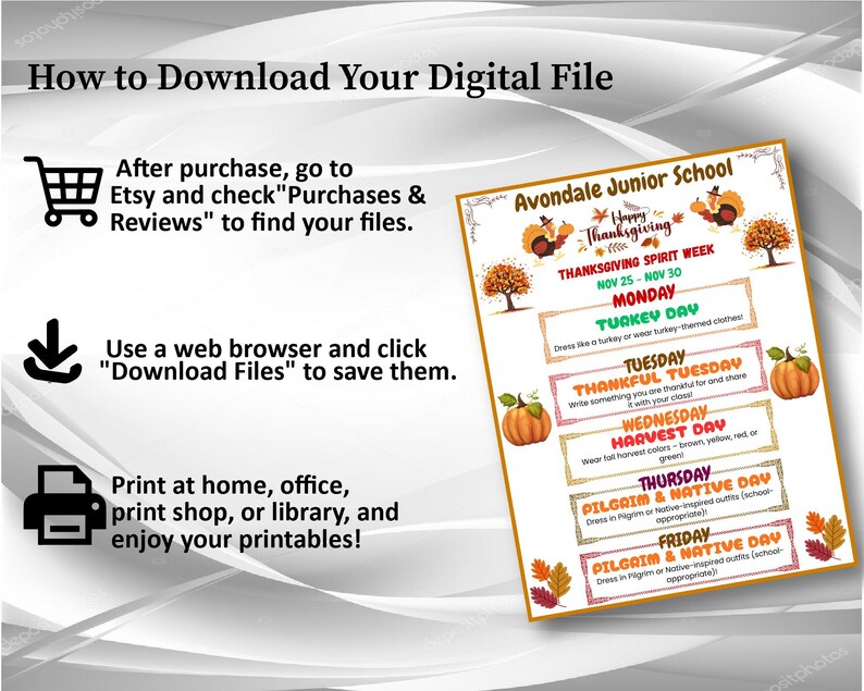 Editable Thanksgiving School Spirit Week Flyer, PTO Schedule Flyer ...