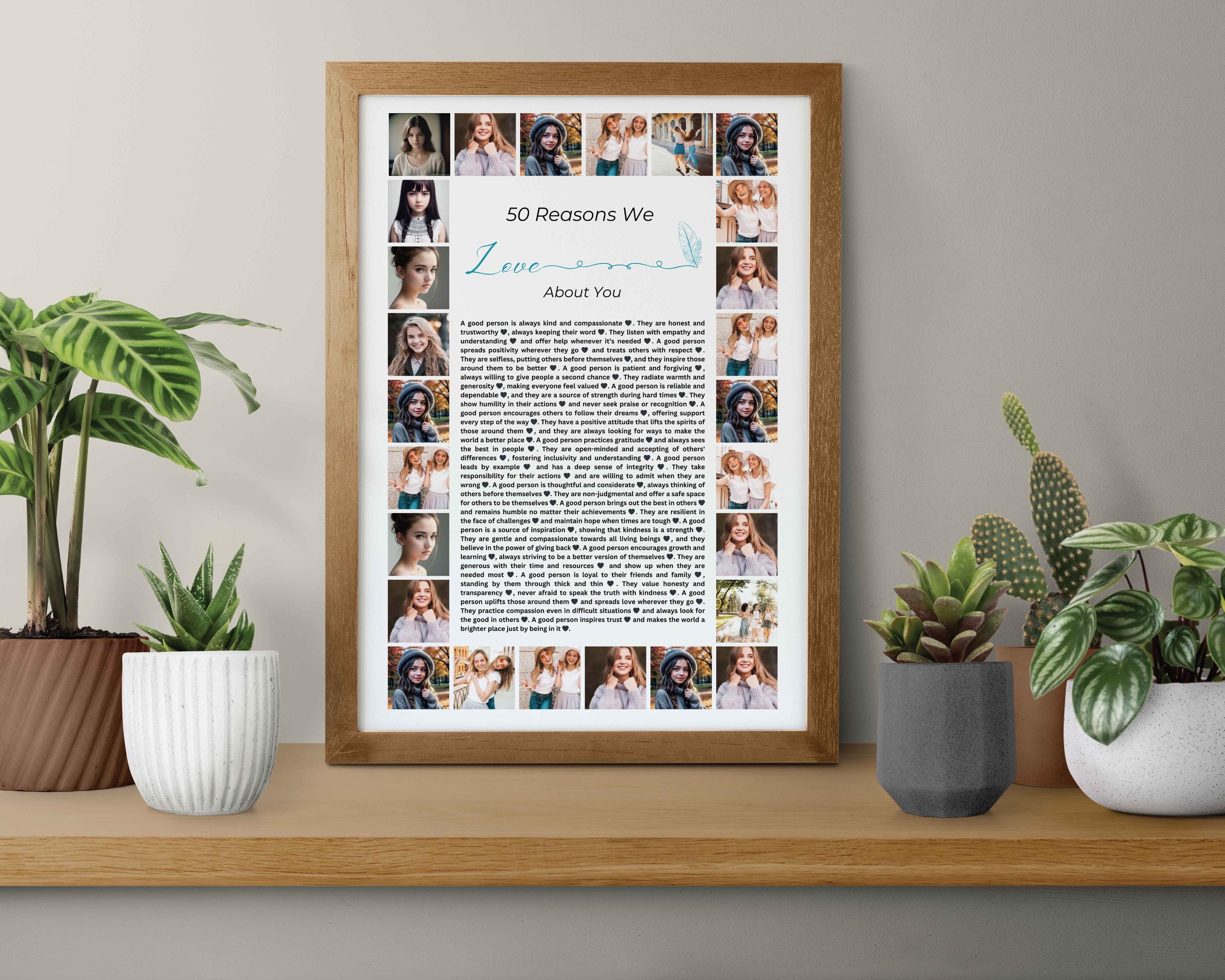 50 Reasons We Love You Custom Photo Collage, Fifty Reasons Decoration ...