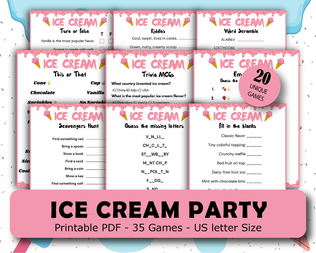Ice Cream Party Games Bundle, Ice Cream Games, Ice Cream Activities ...