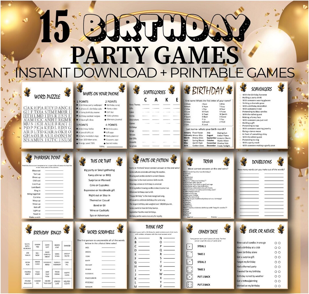 15 Birthday Party Games for Adults, Birthday Party Games for Her Him ...