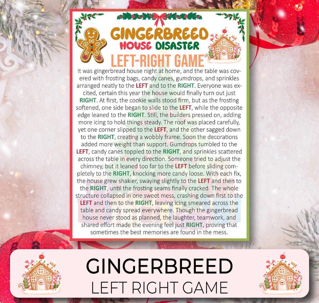 Gingerbread Left Right Game, Winter Left Right Game, Christmas Party ...