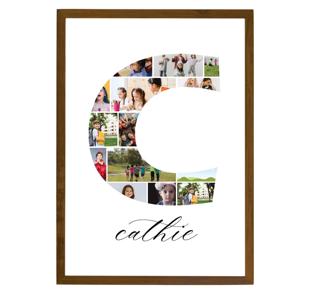 Letter C Photo Collage Template, Drag and Drop Photo, Fillable Letter ...