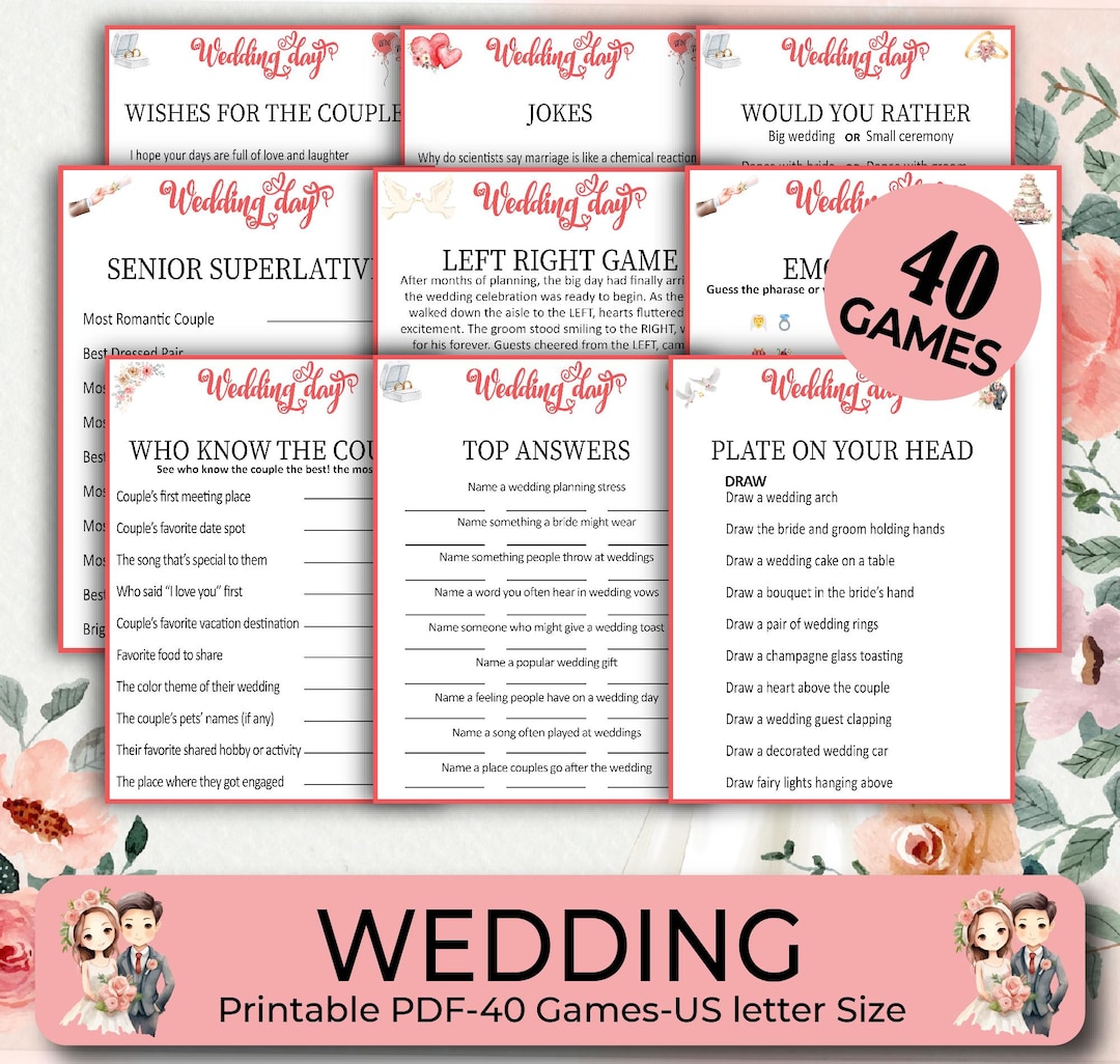 40 Wedding Party Games, Wedding Table Activity, Ice Breaker Wedding ...