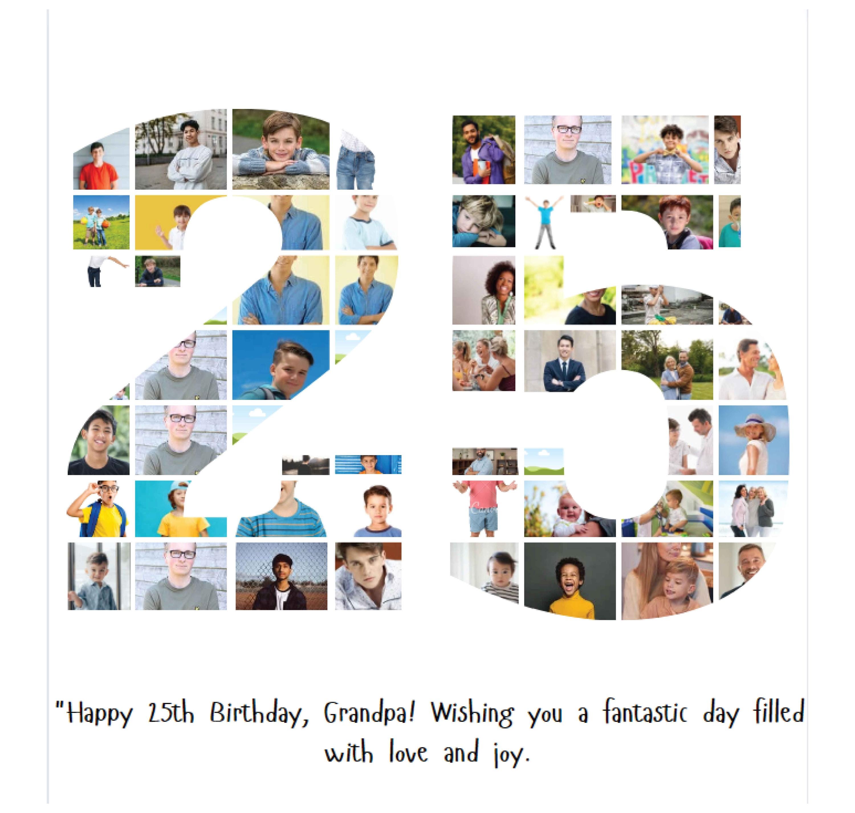 25th Birthday Photo Collage, Birthday Number 25 Printable, 25th ...