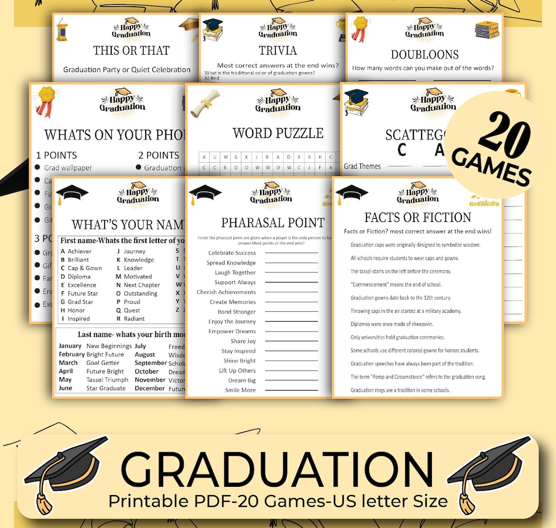 20 Graduation Party Games, Class of Graduation Games, College Grad ...