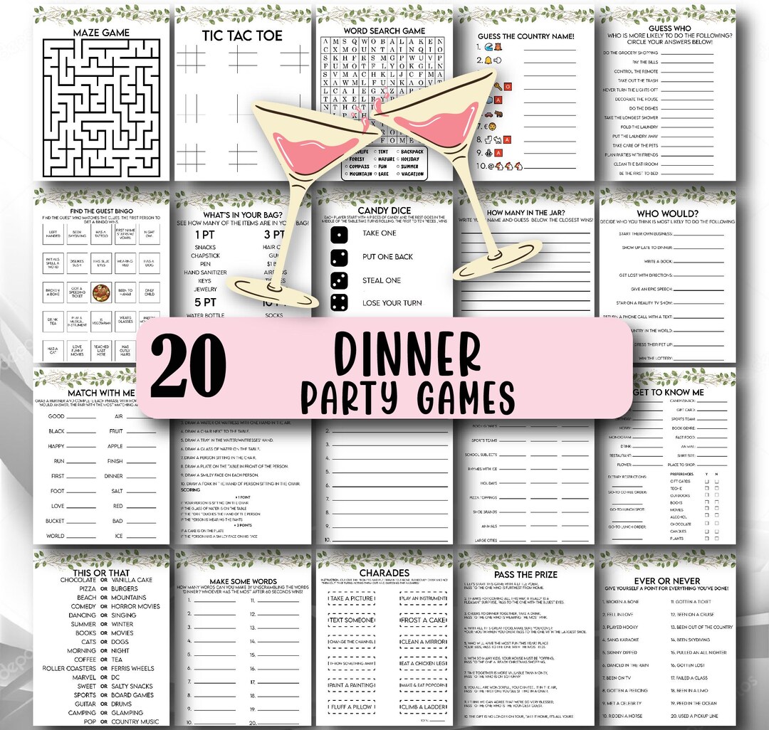 20 Dinner Party Games, Dinner Party Games, Dinner Table Games, Dinner ...