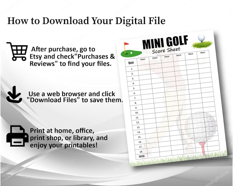 Mini Golf Score Sheet, Printable Scoresheet, Scorecard Template, Putt ...