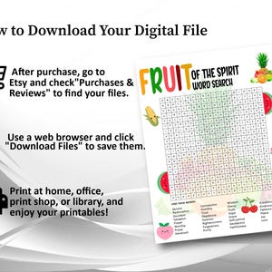 Fruits of the Spirit Word Search, Christian Games, Religious Word ...