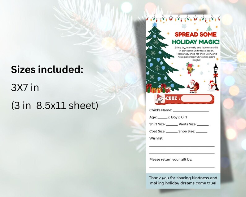 Editable Giving Tree Gift Tags, Donation Slip With Angels Printable ...