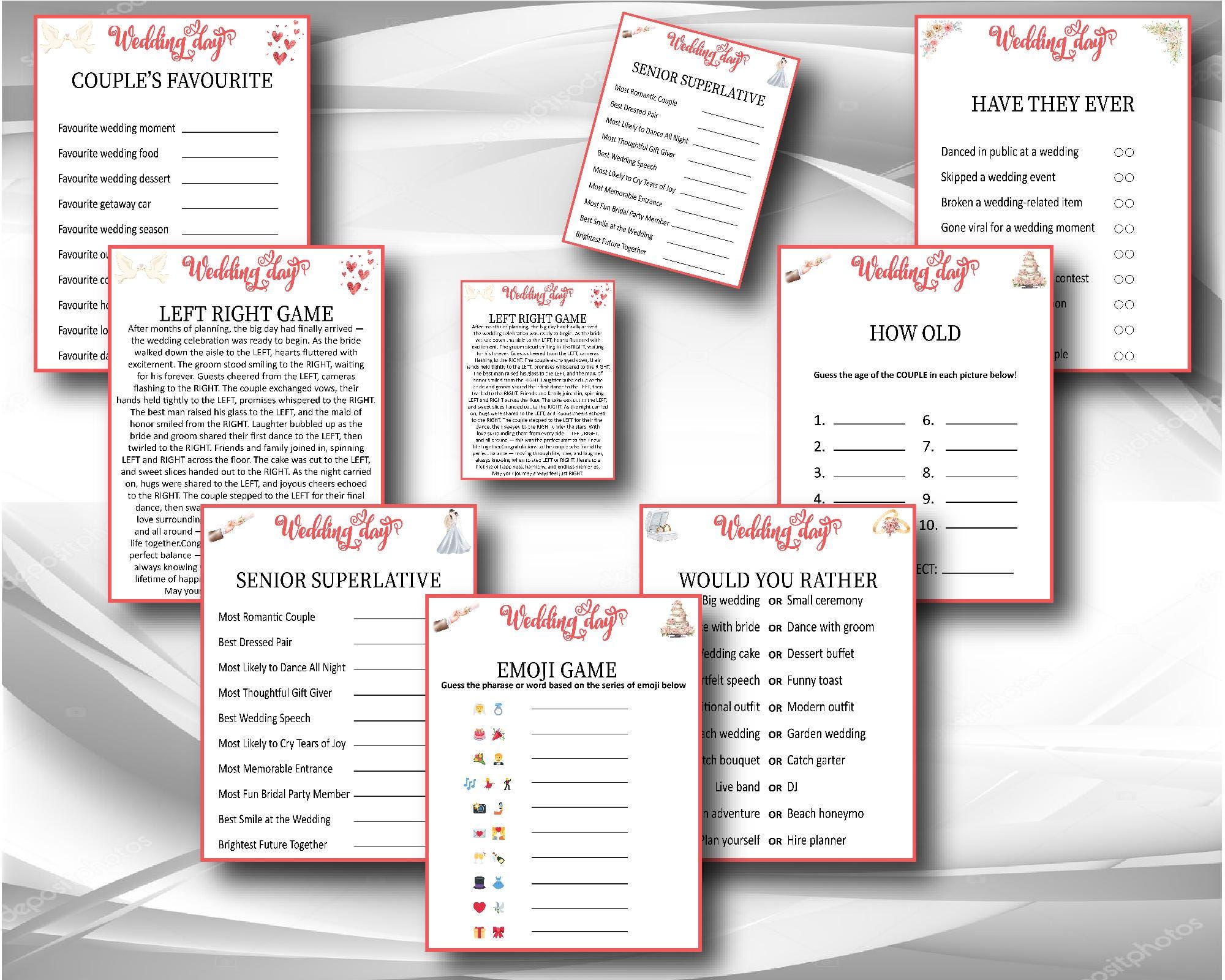 40 Wedding Party Games, Wedding Table Activity, Ice Breaker Wedding ...