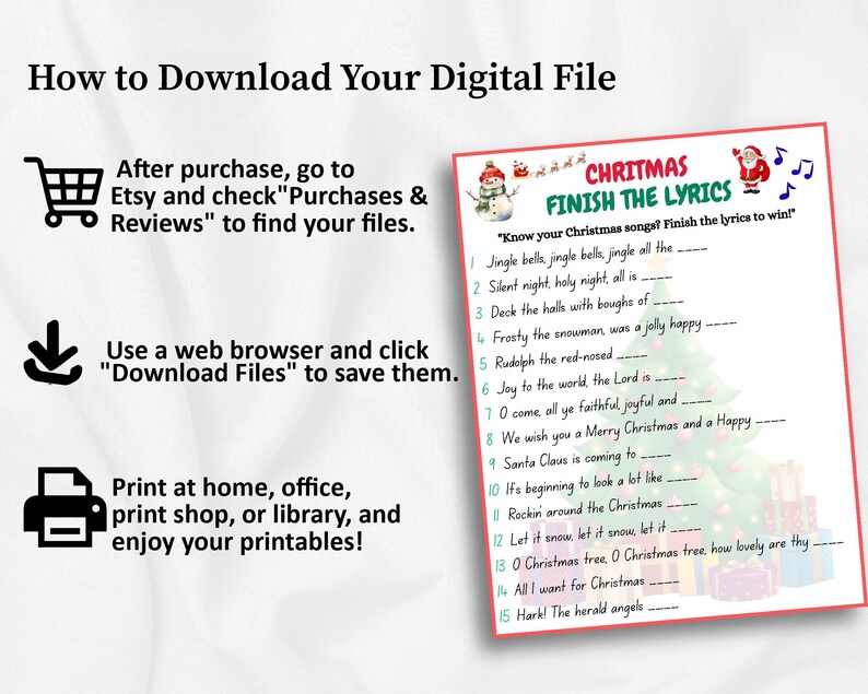Christmas Finish the Lyrics, Christmas Carol Game, Christmas Lyrics ...