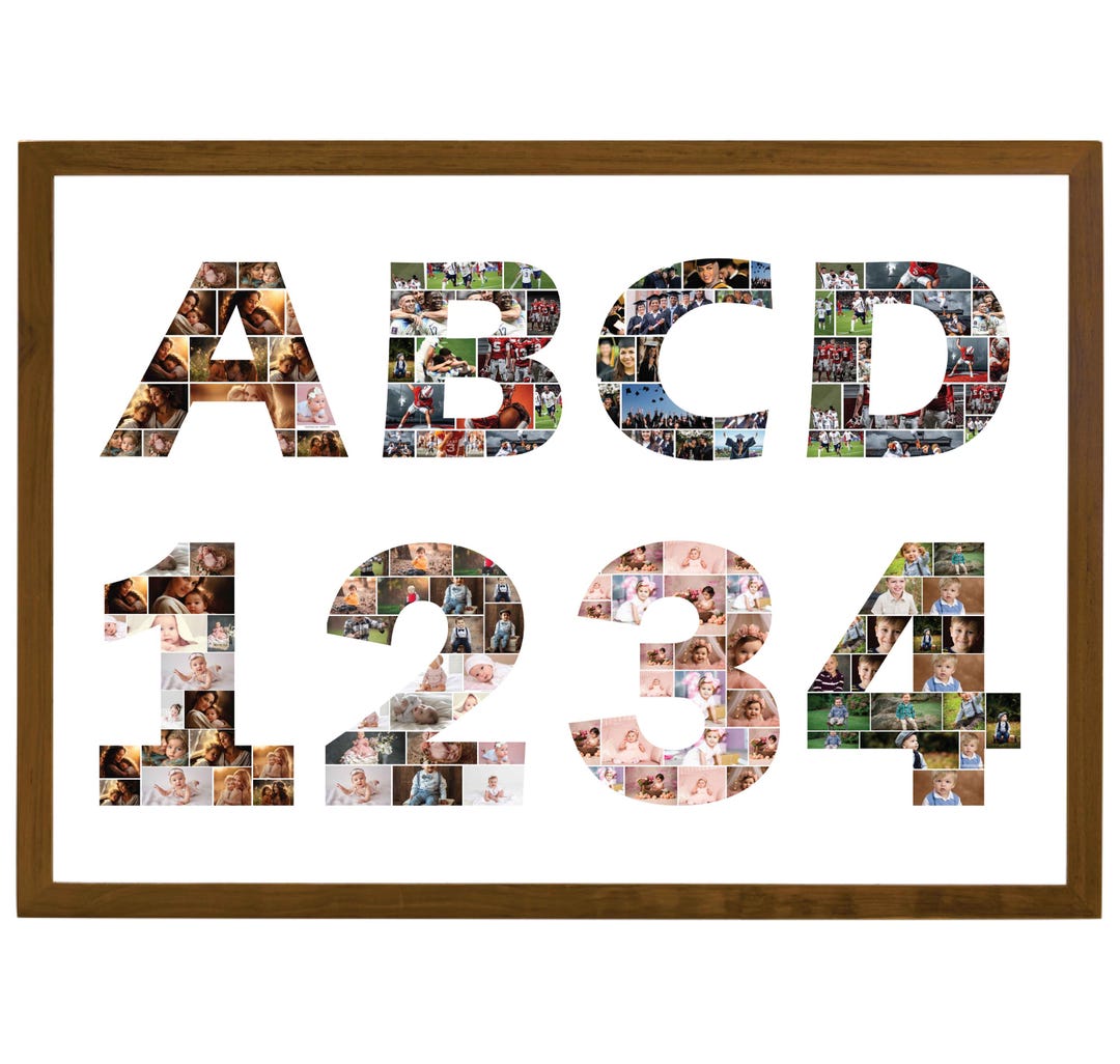 Letters & Numbers Photo Collage Template, Letters Photo Collage ...