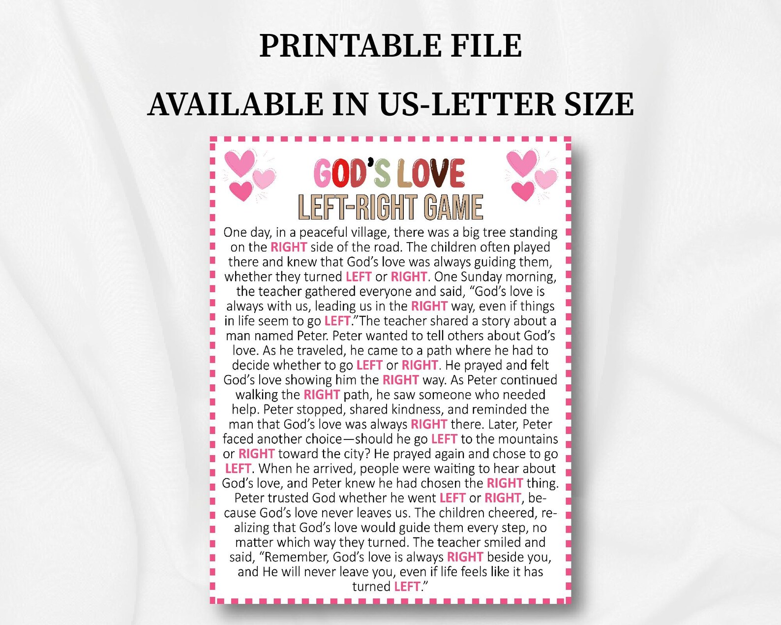 God's Love Left Right Game, Left-right Bible Games, Bible Study Games ...