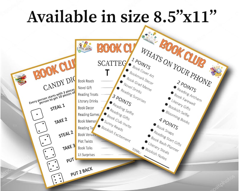 20 Book Club Game Bundle, Reading Group Activities, Book Club Party ...