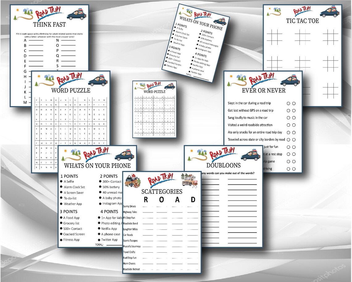20 Road Trip Party Games, Road Trip Games Bundle, Family Road Trip ...