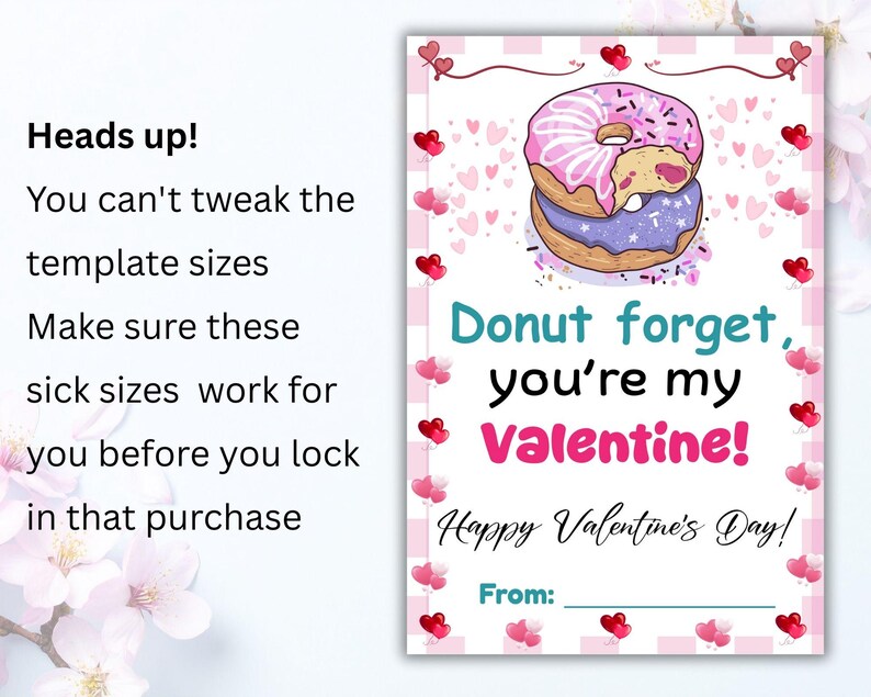 Donut Valentine's Day Printable Tags, Valentine Treat Tags, Valentine ...