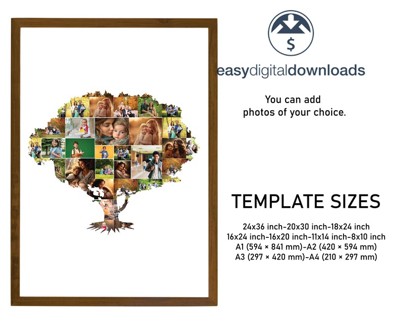 Family Tree Collage Template, Editable Collage Canva Template, Drag and ...