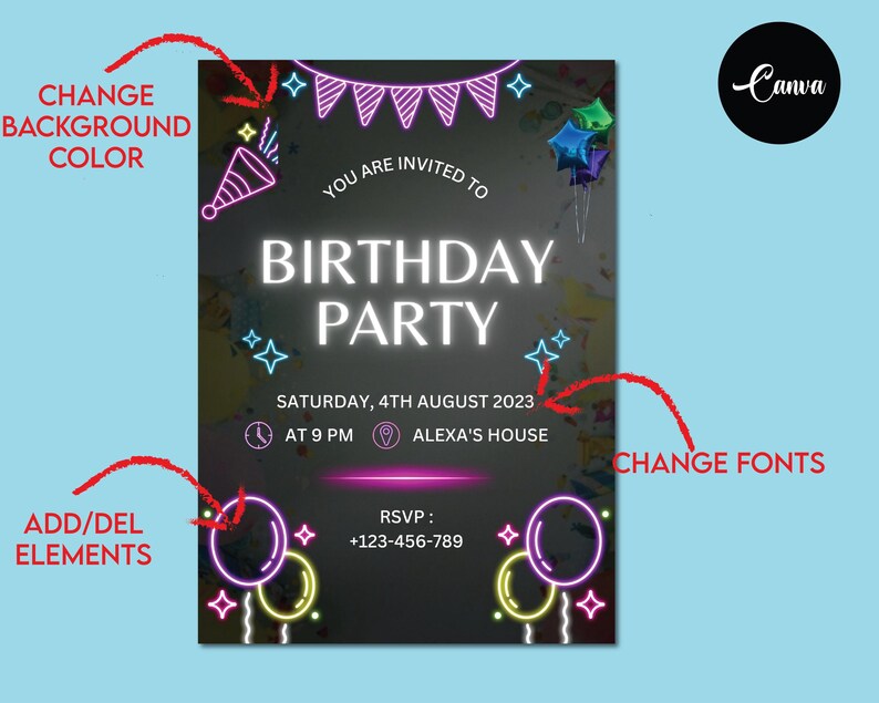 Editable Friends Invitation Template, Digital Kids Party Invite ...