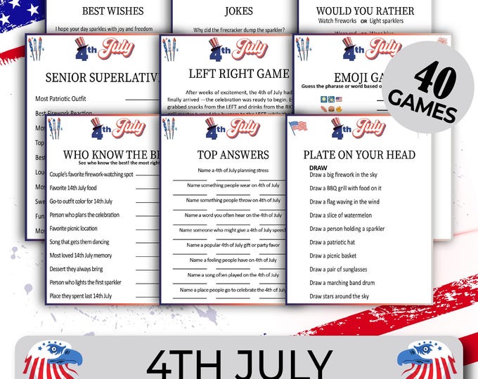 Fourth of July Games Bundle, 4th of July US Patriotic, American ...