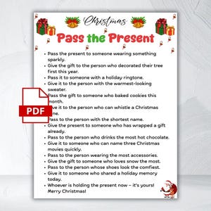 Christmas Pass the Present Game, Pass the Prize Christmas Gift Exchange ...