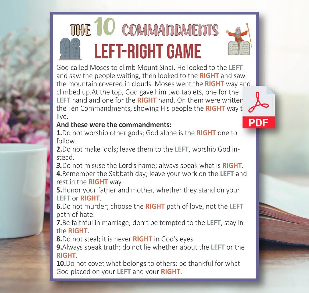 10 Commandments Bible Left-right Game, the Ten Commandments Bible Verse ...