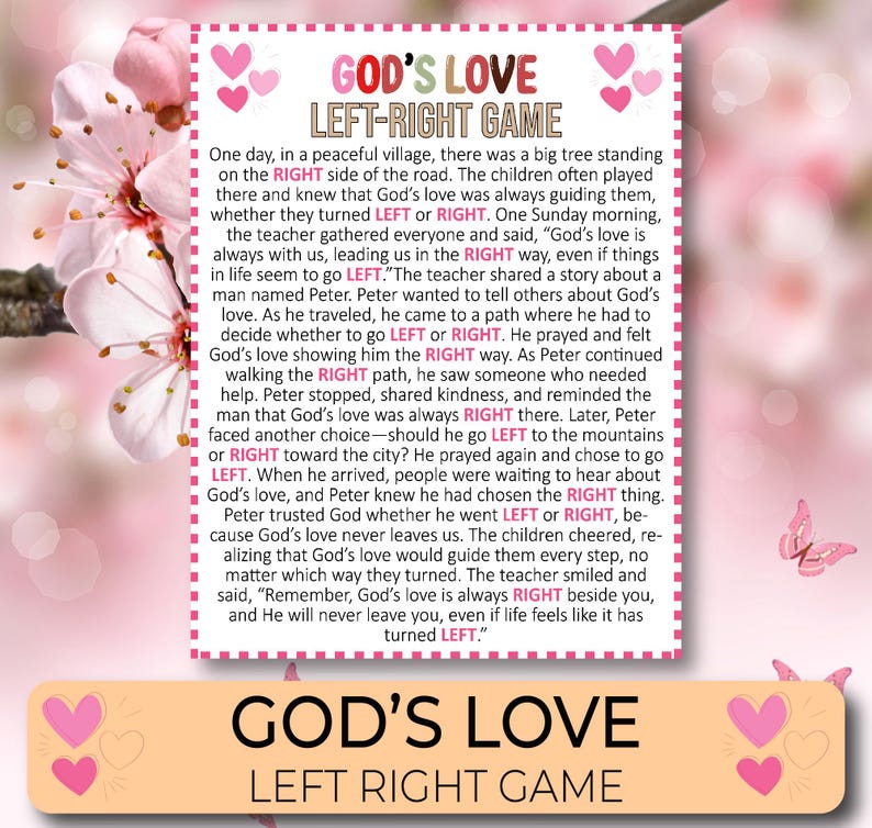 God's Love Left Right Game, Left-right Bible Games, Bible Study Games ...