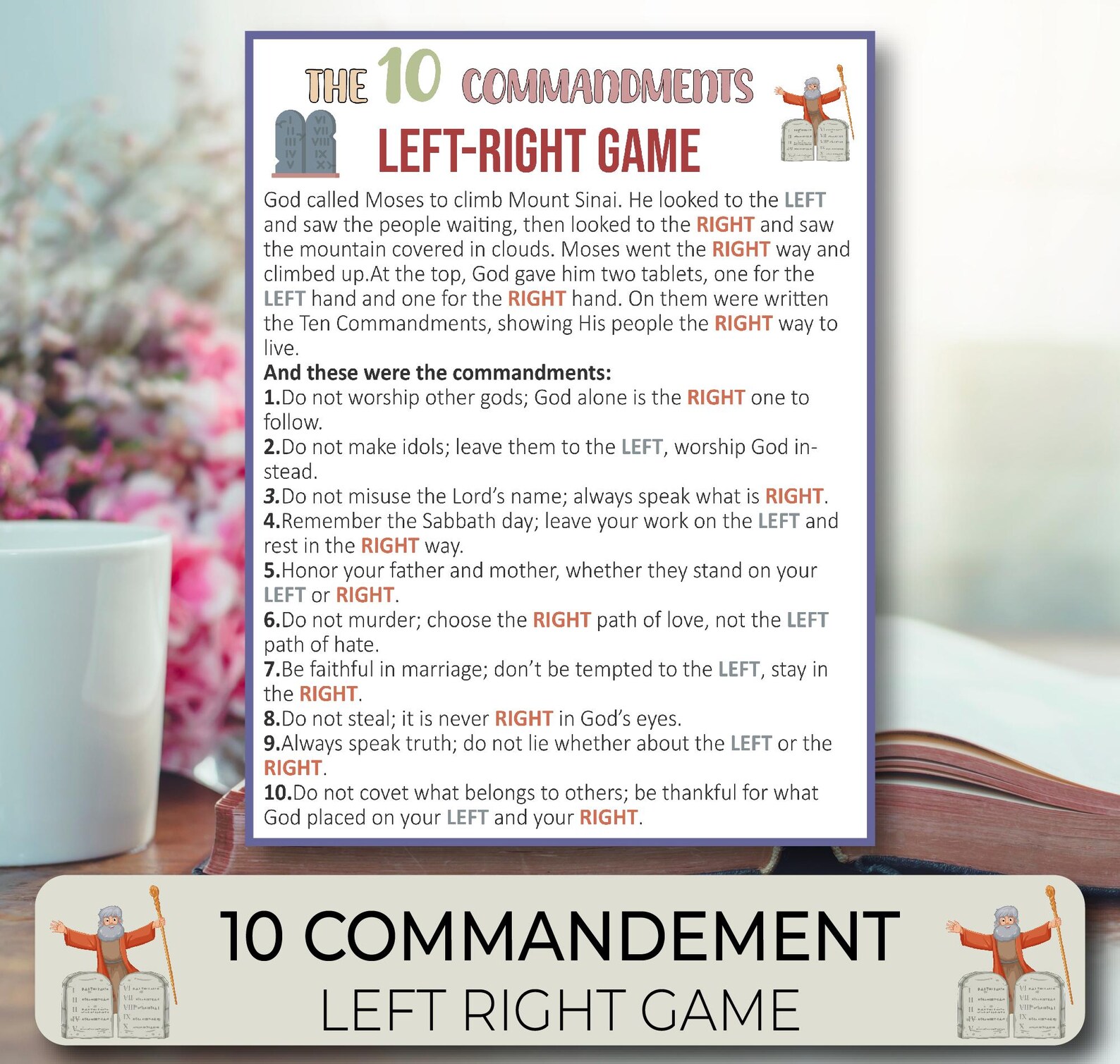 10 Commandments Bible Left-right Game, the Ten Commandments Bible Verse ...
