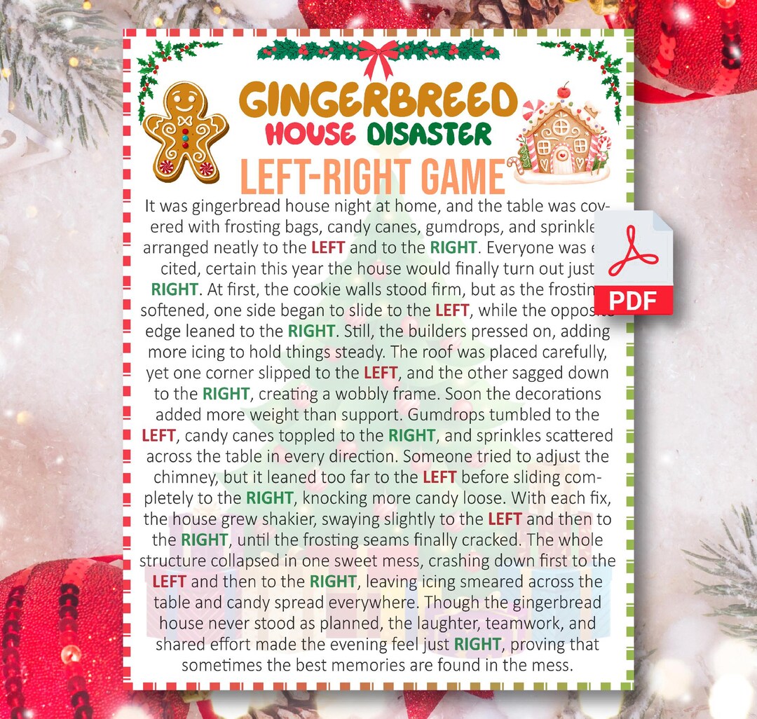 Gingerbread Left Right Game, Winter Left Right Party Game, Left Right ...