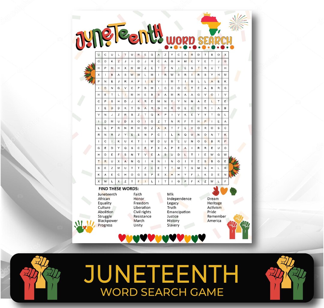 Juneteenth Word Search Game, Juneteenth Quiz, African American History ...