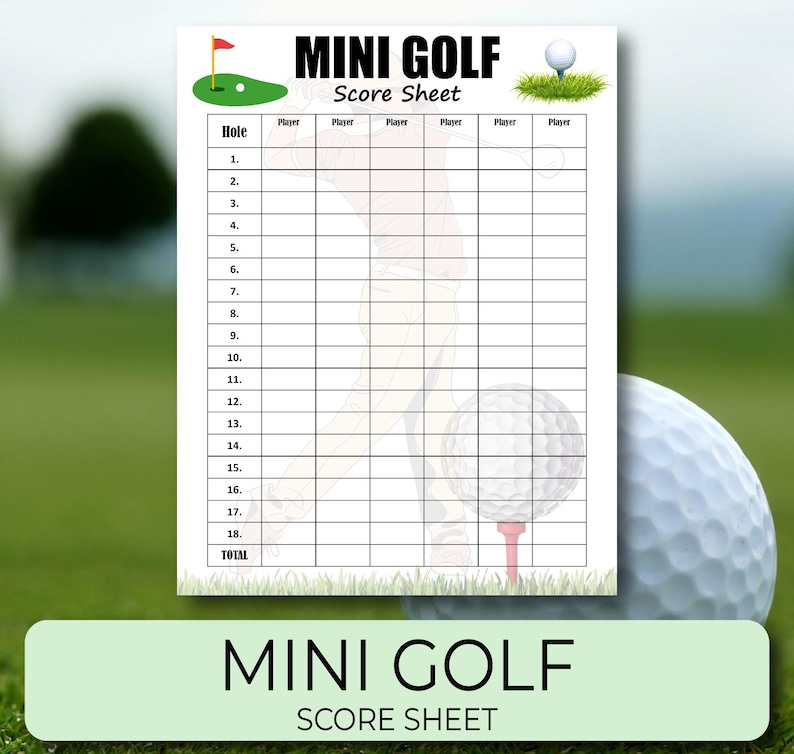 Mini Golf Score Sheet, Printable Scoresheet, Scorecard Template, Putt ...