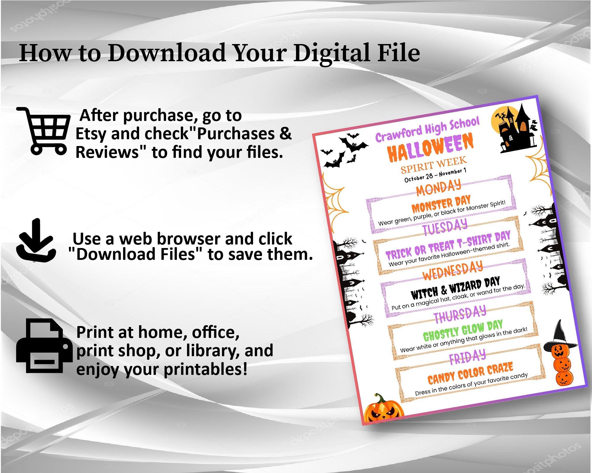 Editable Halloween School Spirit Week Flyer, PTO Schedule, October ...